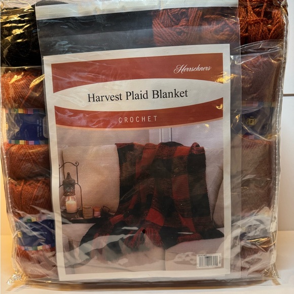 Herrschnerrs | Art | Herrschners Harvest Plaid Blanket Crochet Kit ...